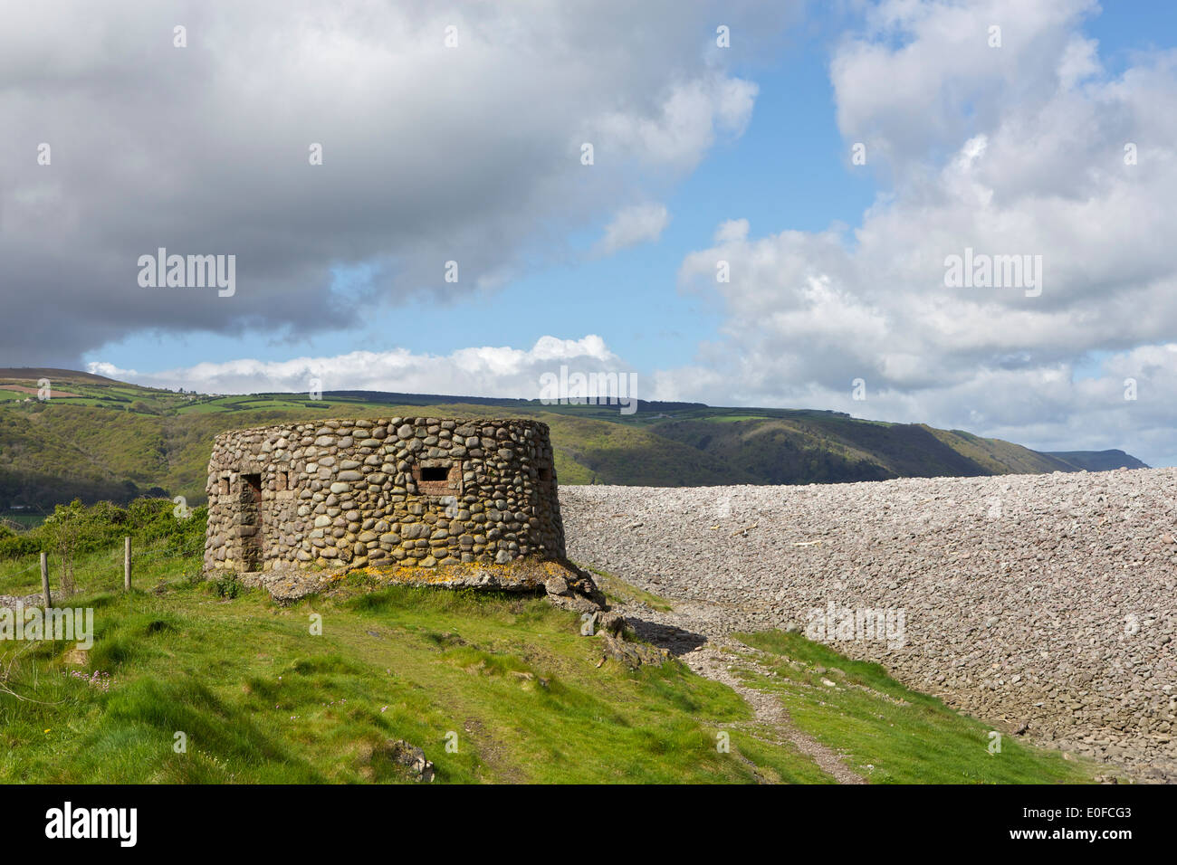 Pillbox on Bossington beach Stock Photo - Alamy
