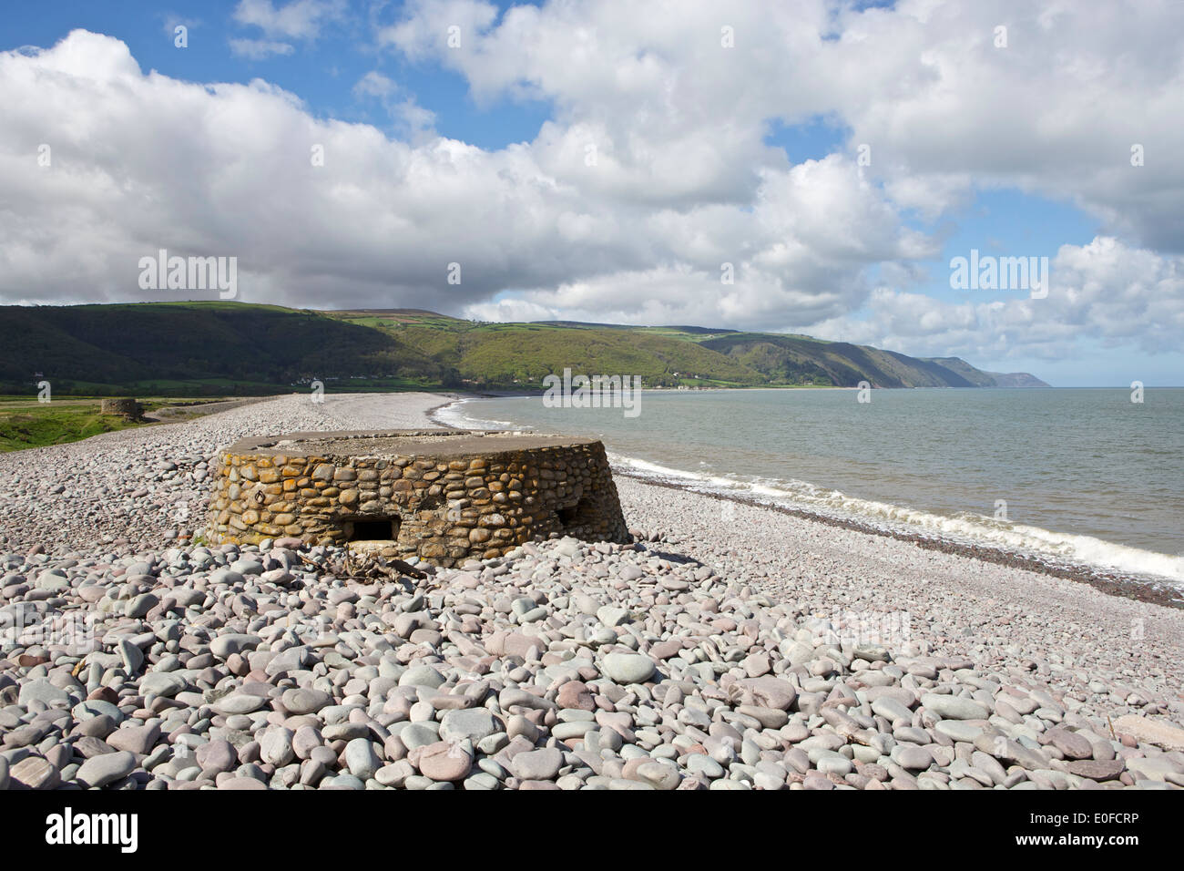 Pillbox on Bossington beach a second is beyond Stock Photo - Alamy