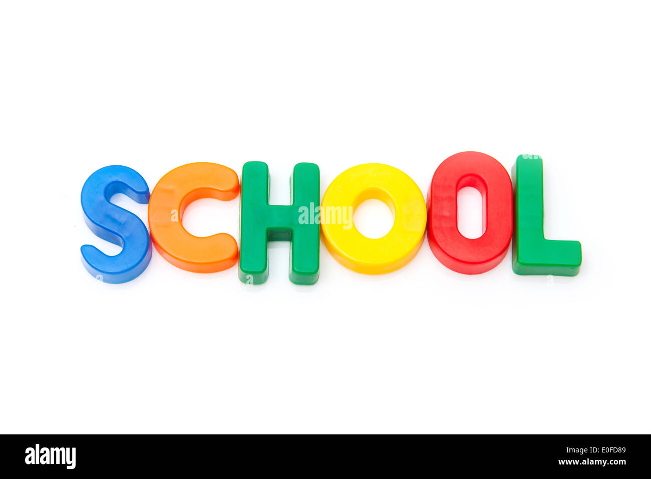 School written in magnetic letters. on a white studio background Stock ...