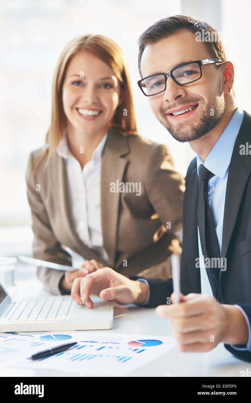 Image of two successful business partners at meeting Stock Photo - Alamy