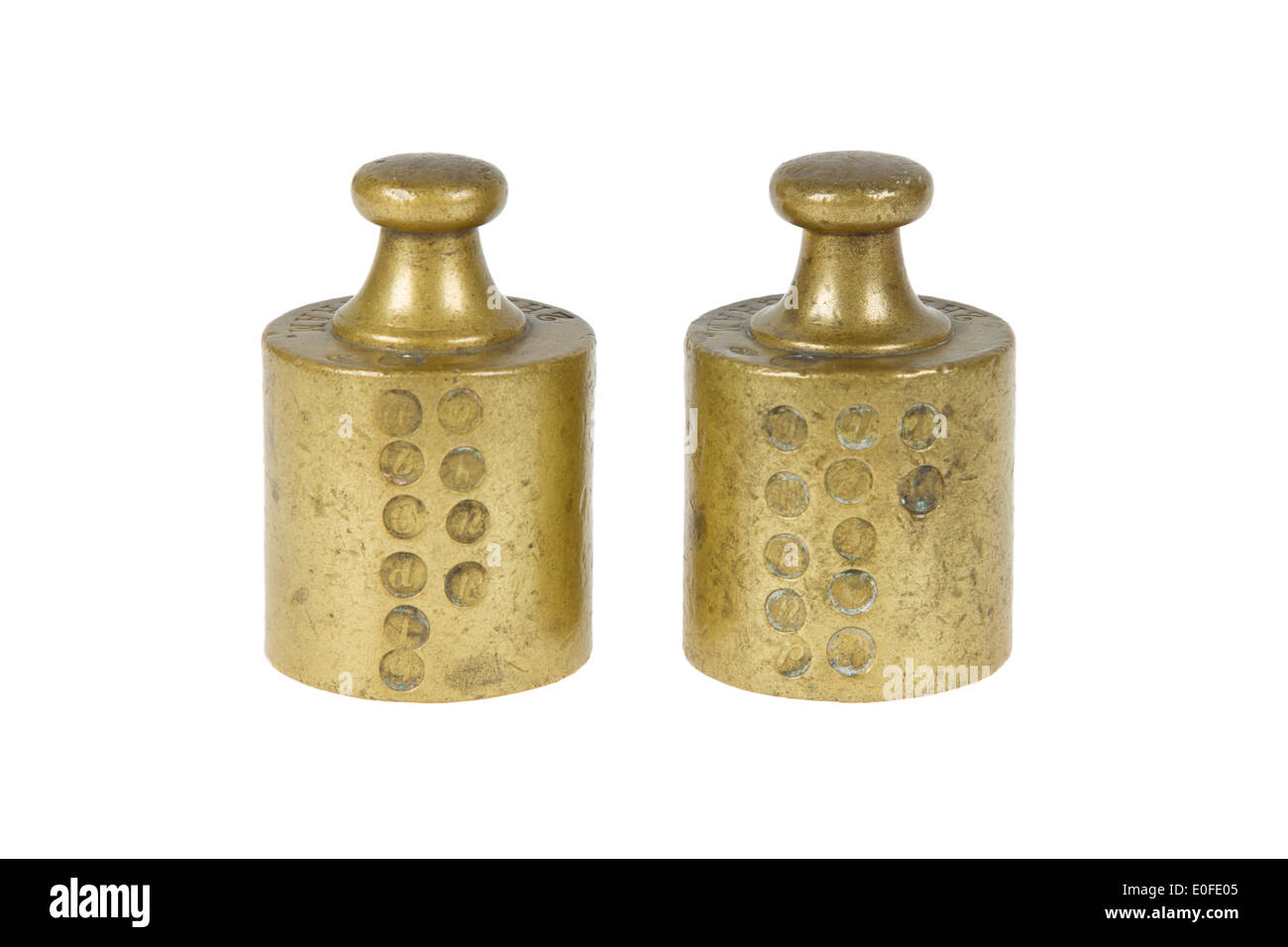 Old brass antique weights, Holland, isolated on white Stock Photo - Alamy