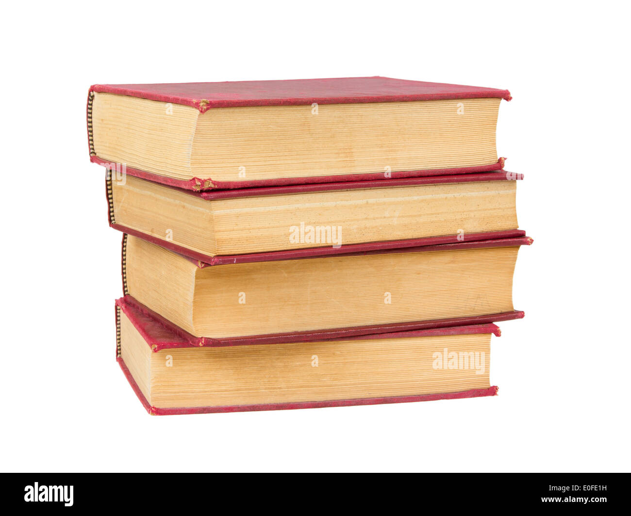 Stack of old books with red covers, isolated Stock Photo - Alamy