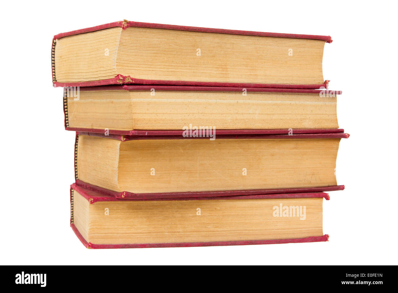 Stack of old books with red covers, isolated Stock Photo - Alamy