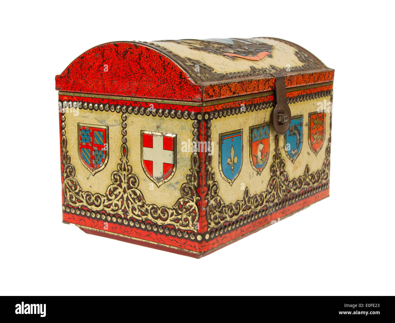 Very old metal chest, isolated on a white background Stock Photo - Alamy