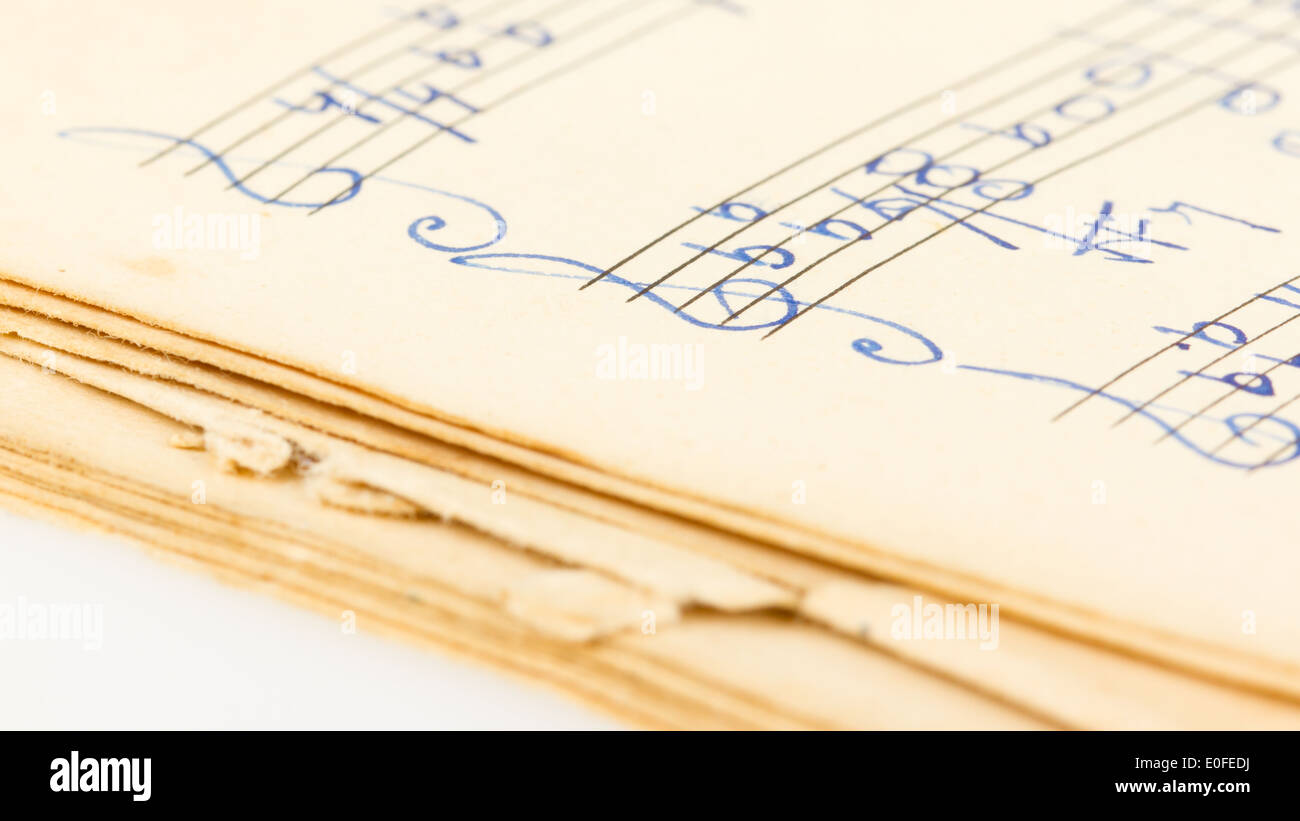 Antique music sheet, paper background, selective focus Stock Photo - Alamy
