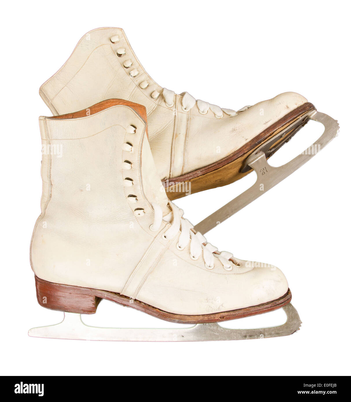 Very old figure skate, isolated on white background Stock Photo - Alamy