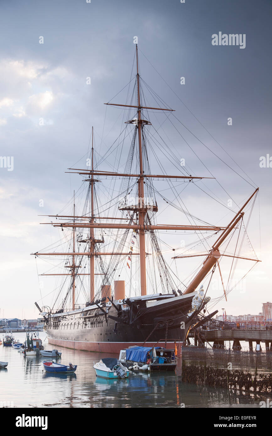 HMS Warrior; Portsmouth Harbour, England; UK at Sunset Stock Photo - Alamy