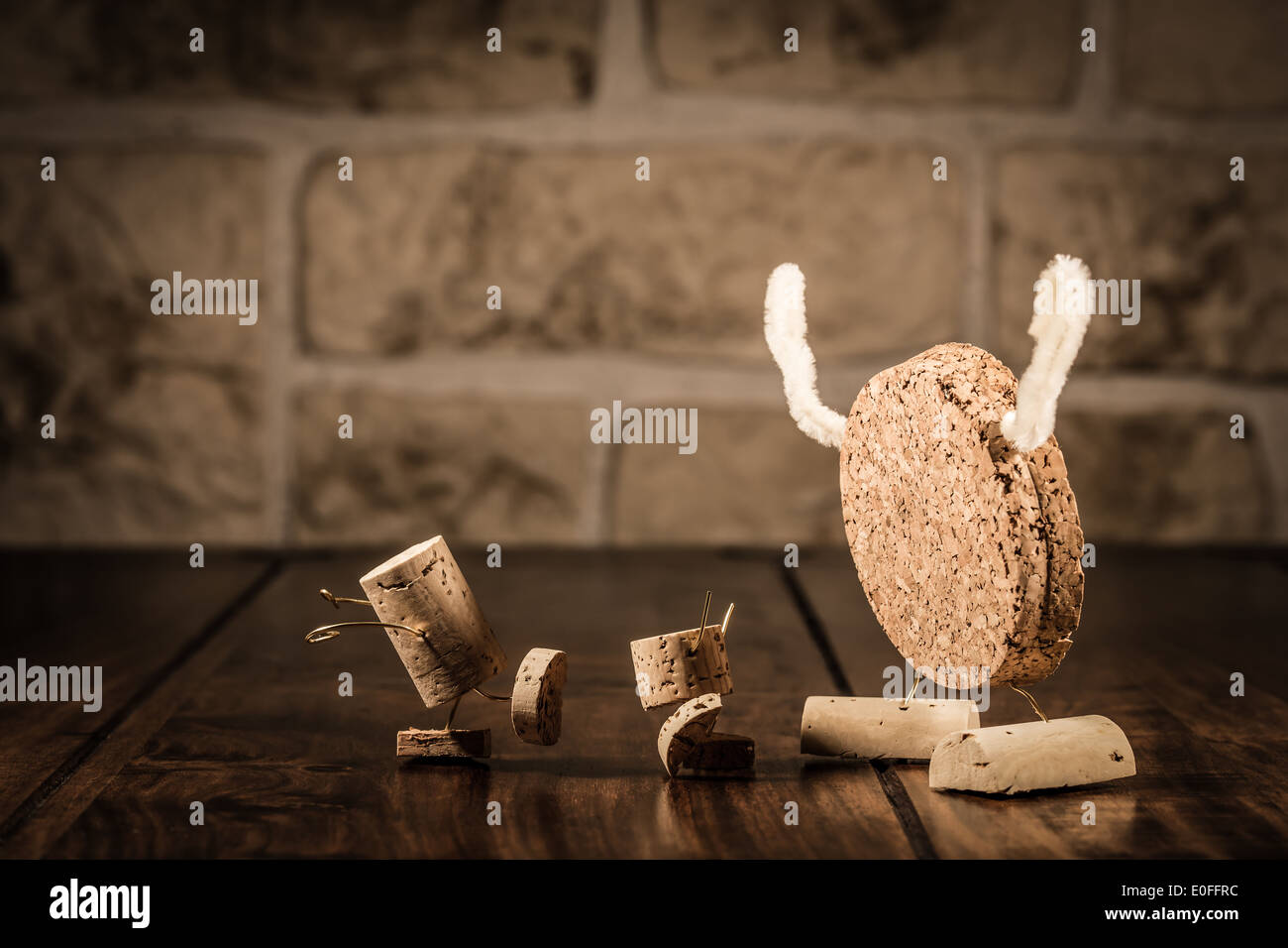 Concept Children and Monster, wine cork figures Stock Photo - Alamy