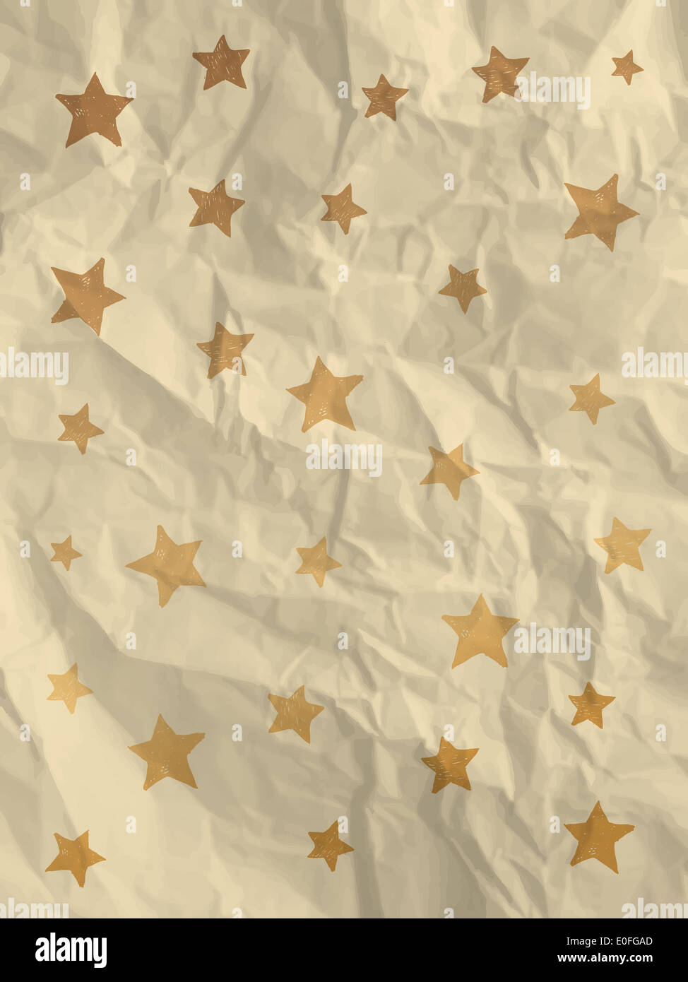 Wrapping paper with doodle stars on crumpled paper texture - vintage ...