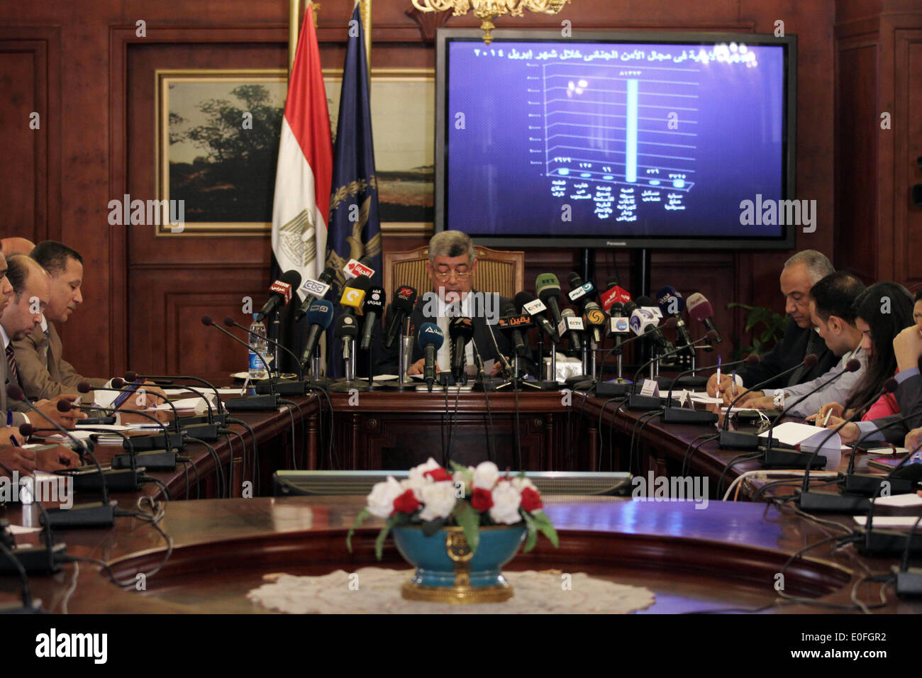 Cairo, Egypt. 12th May, 2014. Egyptian Interior Minister Mohamed ...