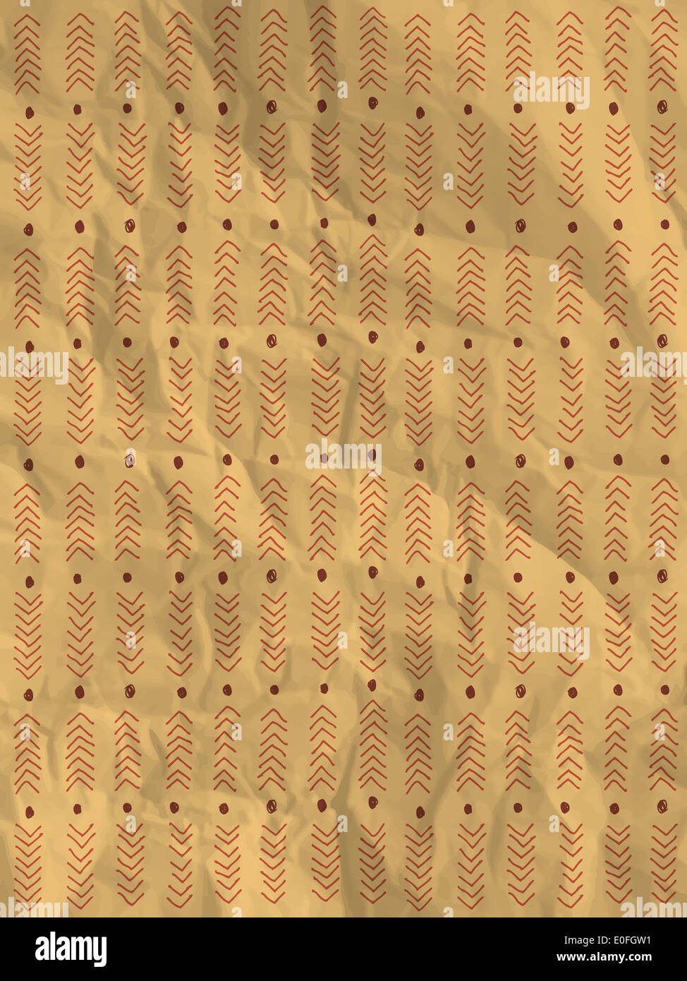 Vintage wrapping paper with tribal arrows on crumpled paper texture ...