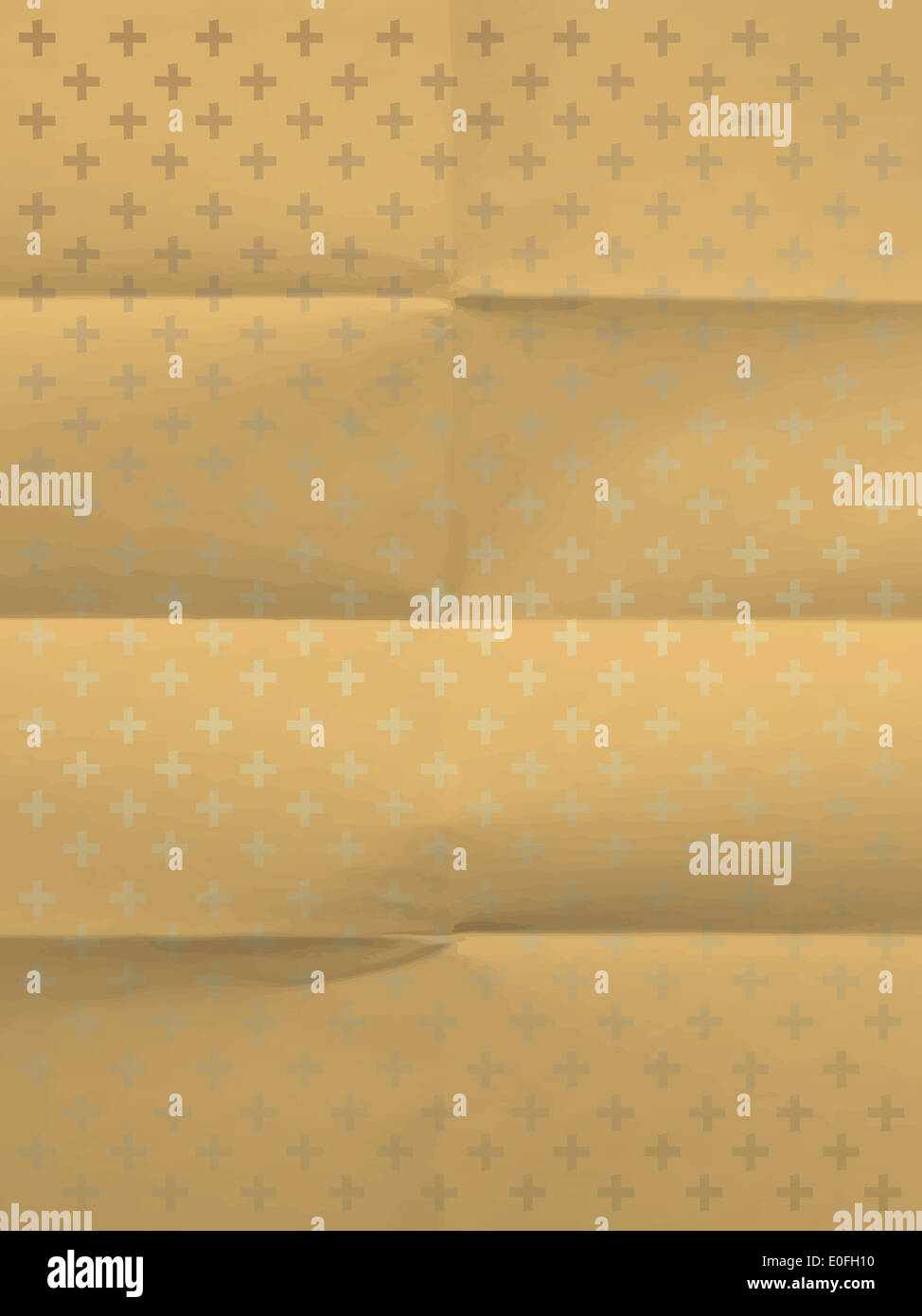 Vintage yellow wrapping paper with crosses on folded in eight paper ...