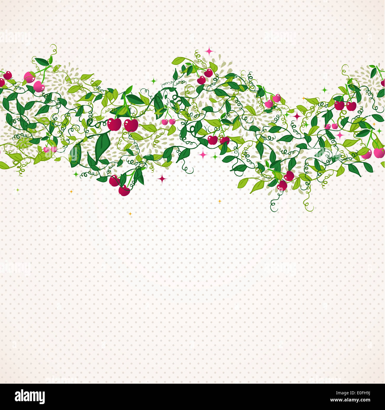 Plant seamless pattern garland with cherry Stock Photo - Alamy