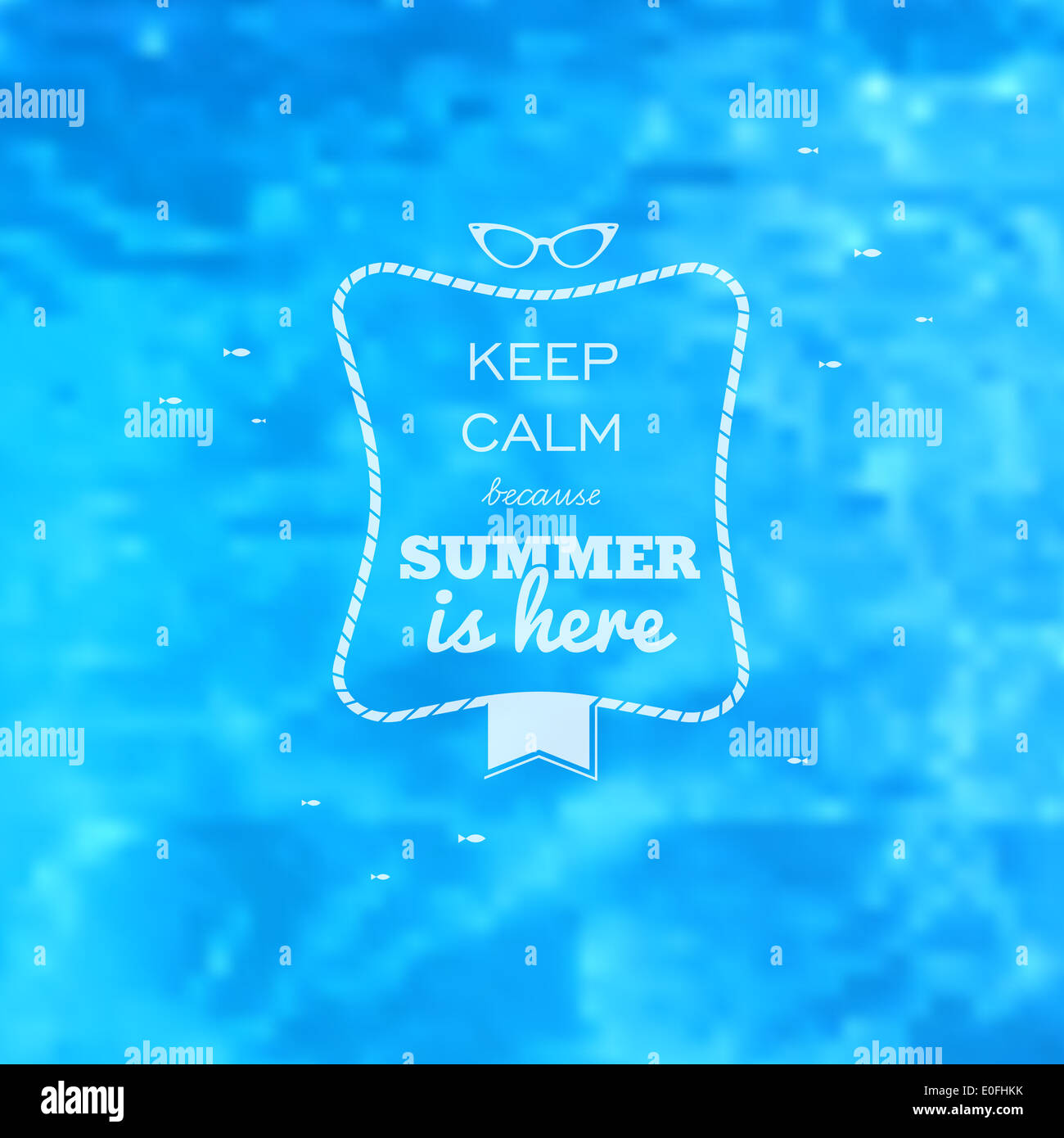 Keep calm summer with blue water pool texture blurry effect background ...