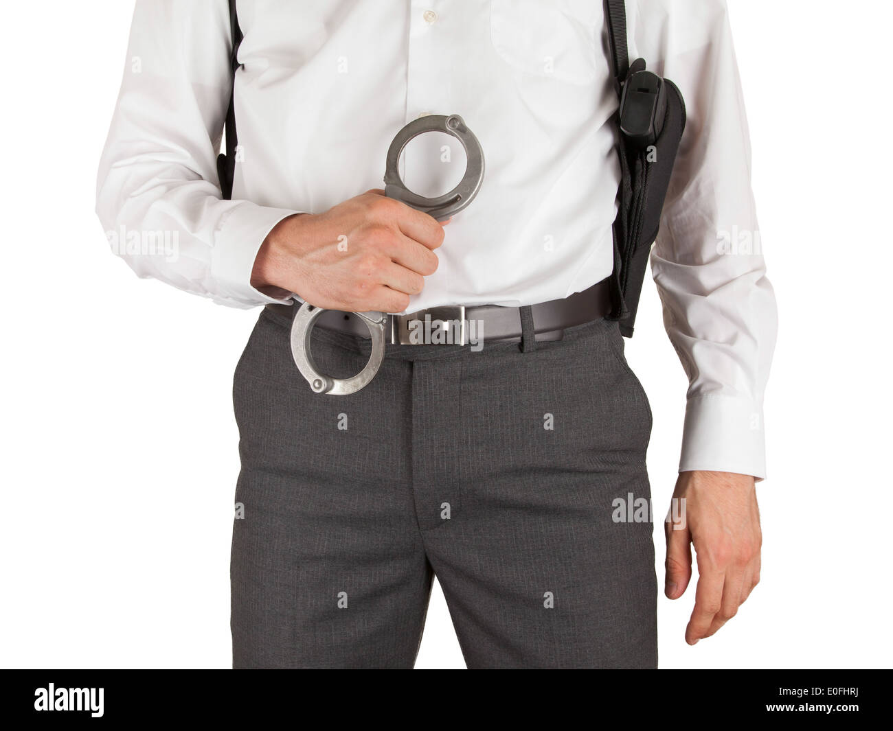 Secret service agent with a gun, isolated on white Stock Photo - Alamy