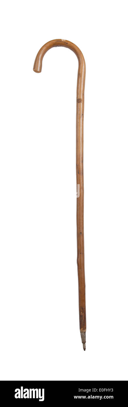 Old walking stick isolated on white with path Stock Photo - Alamy