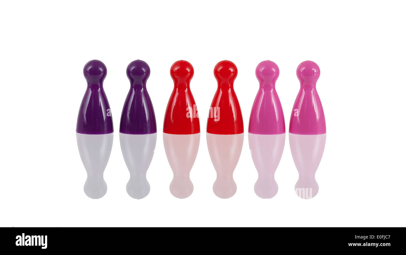 Different colored pawns isolated on a white background Stock Photo - Alamy