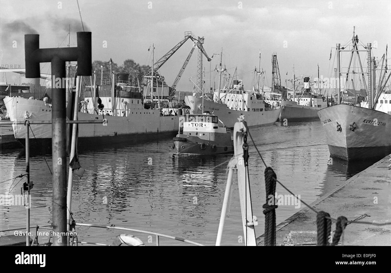 This image shows the inner harbour in Gävle, Sweden, highlighting the ...