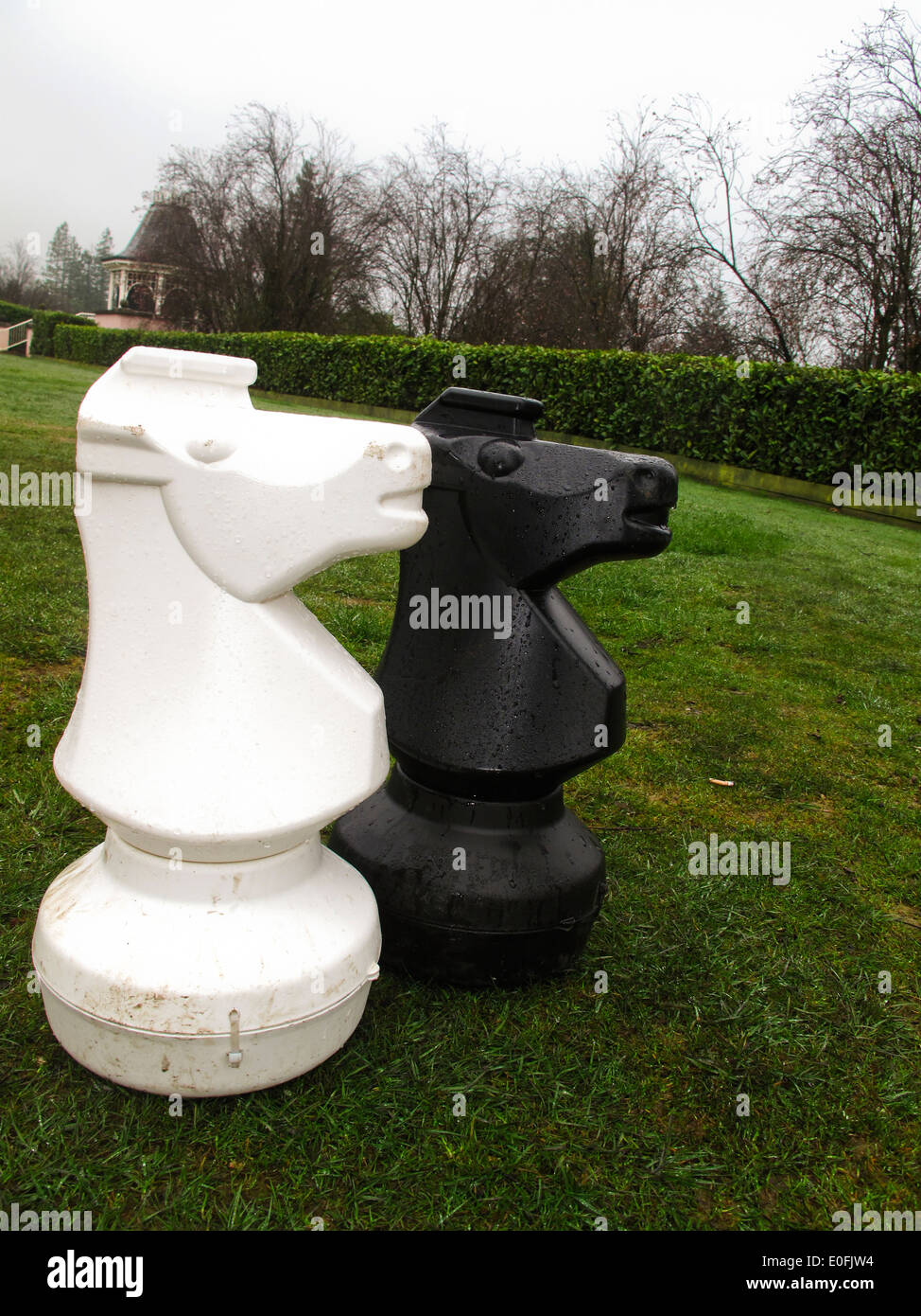 Giant outdoor chess set pieces Stock Photo - Alamy