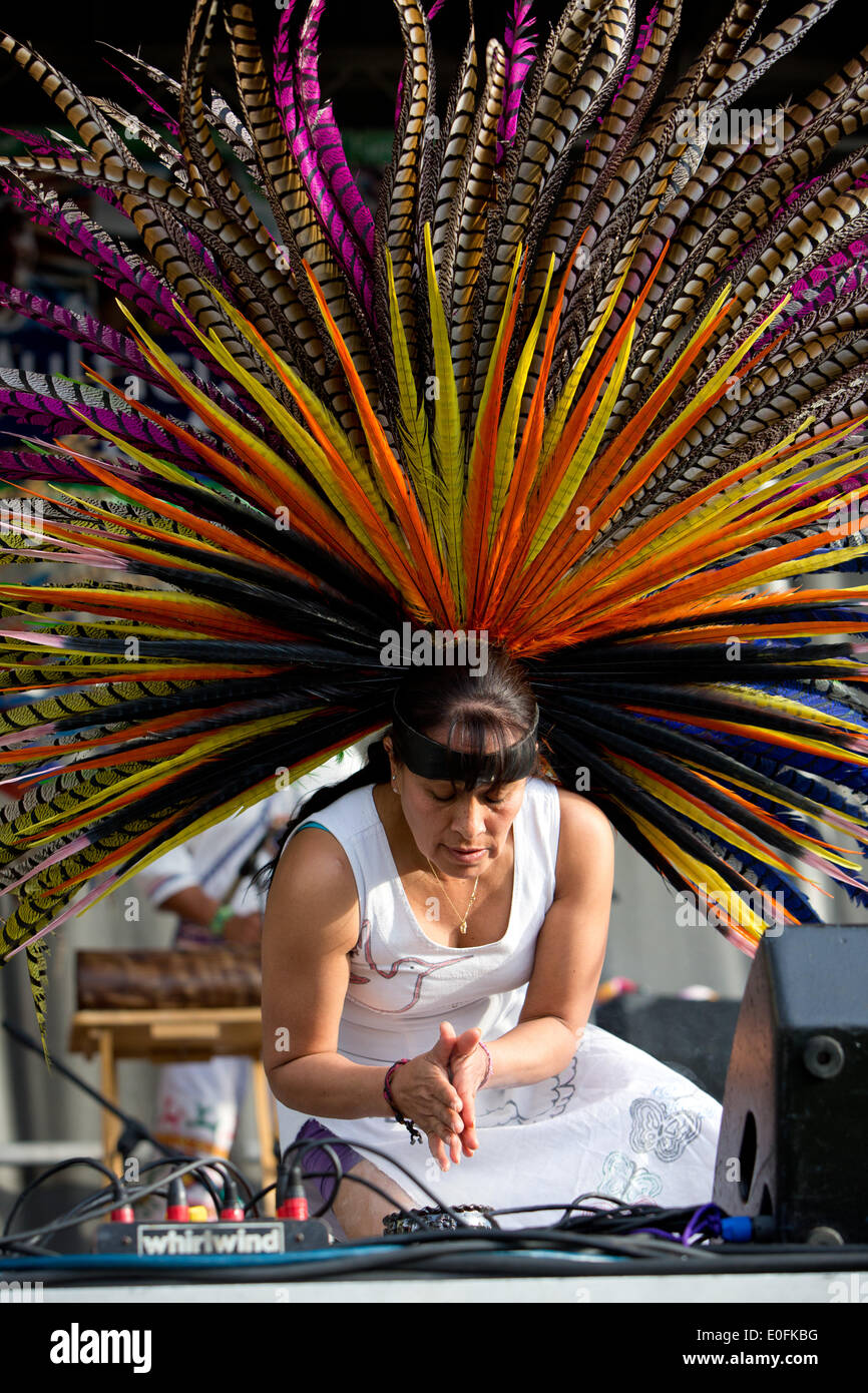 Native Americans performing Danza Azteca with drums at the Sheila R ...