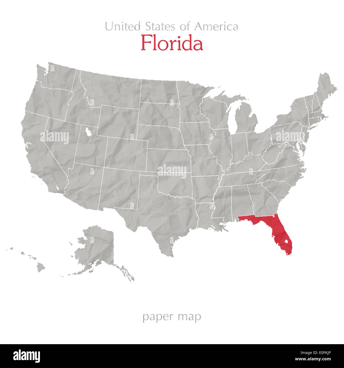 United States of America map and Florida state territory on textured ...