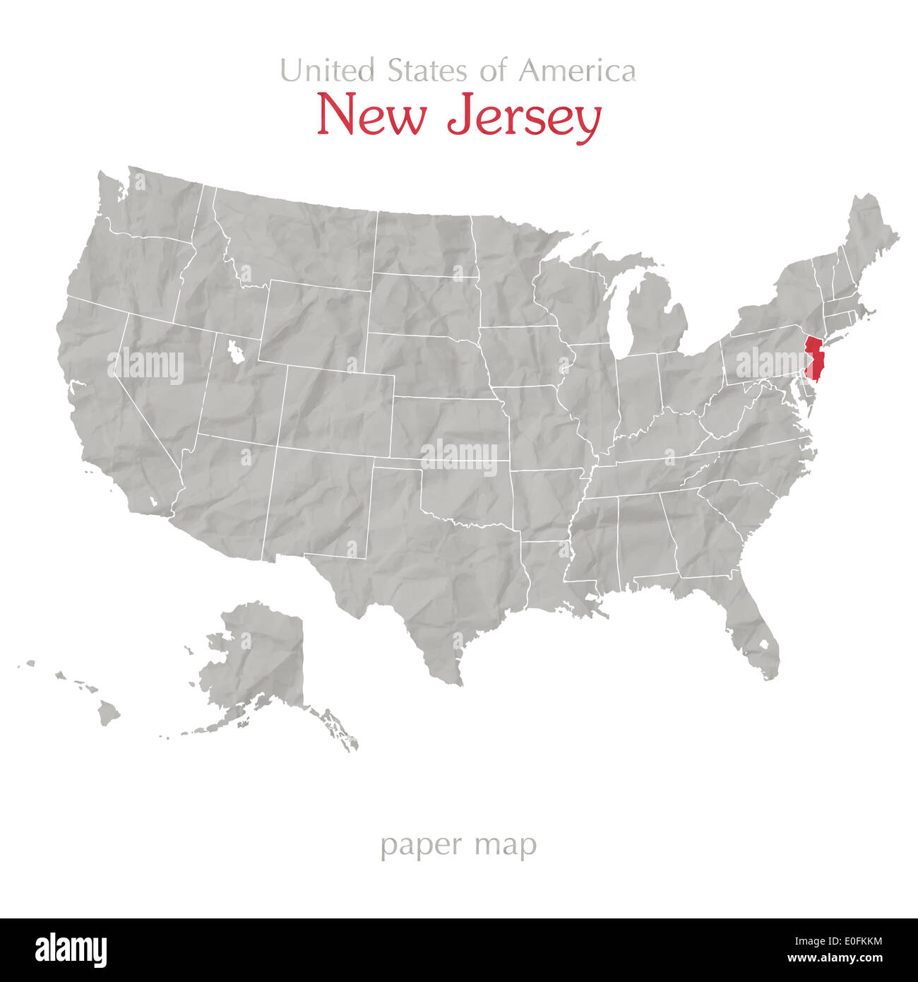 United States of America map and New Jersey state territory on shabby ...
