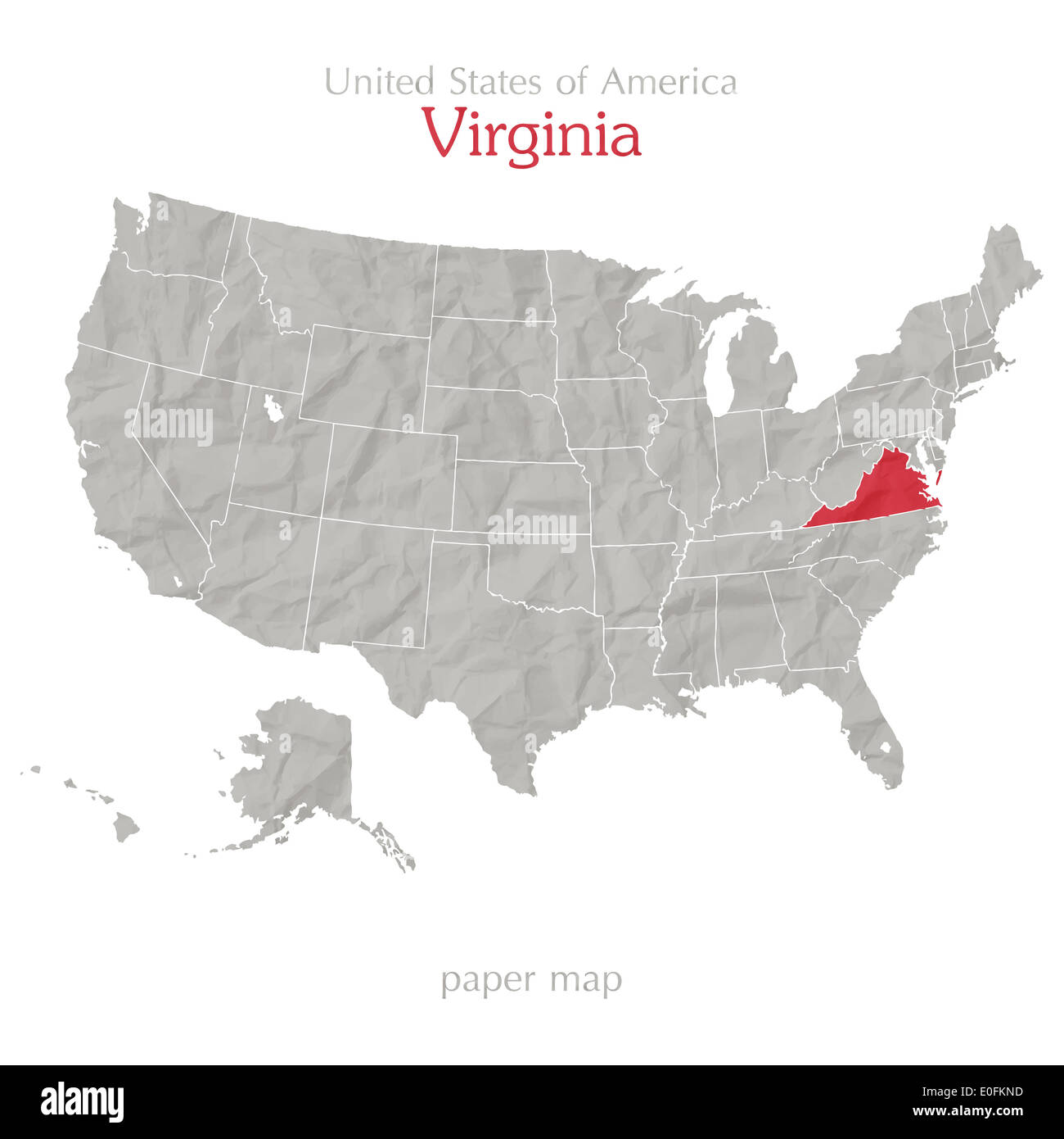 United States of America map and Virginia state territory on shabby ...