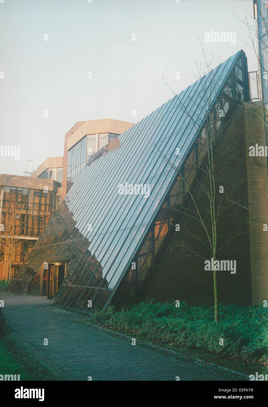 This image depicts the front reception of a main building in the early ...
