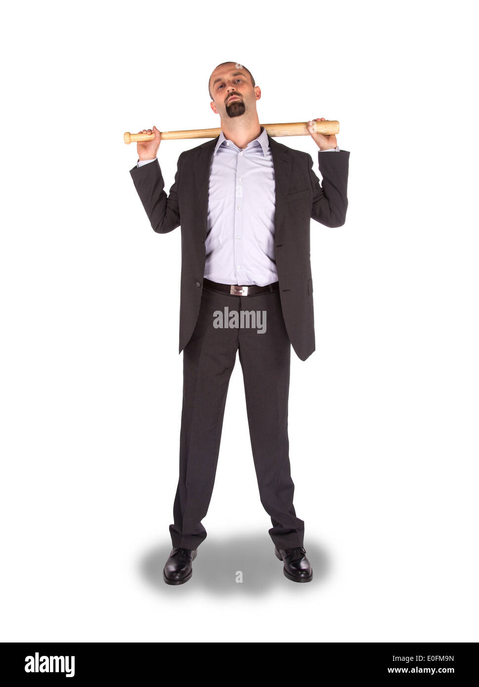 Angry looking man with bat, isolated on a white background Stock Photo ...