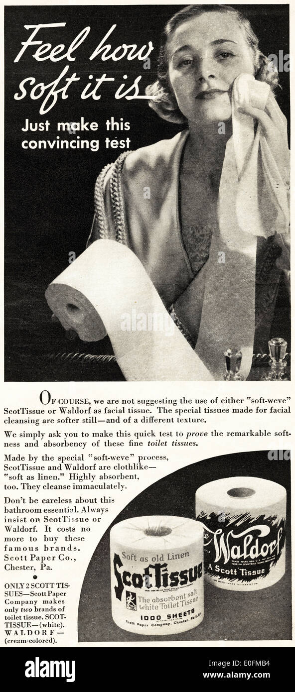 Toilet paper advertising 1930s hi-res stock photography and images - Alamy