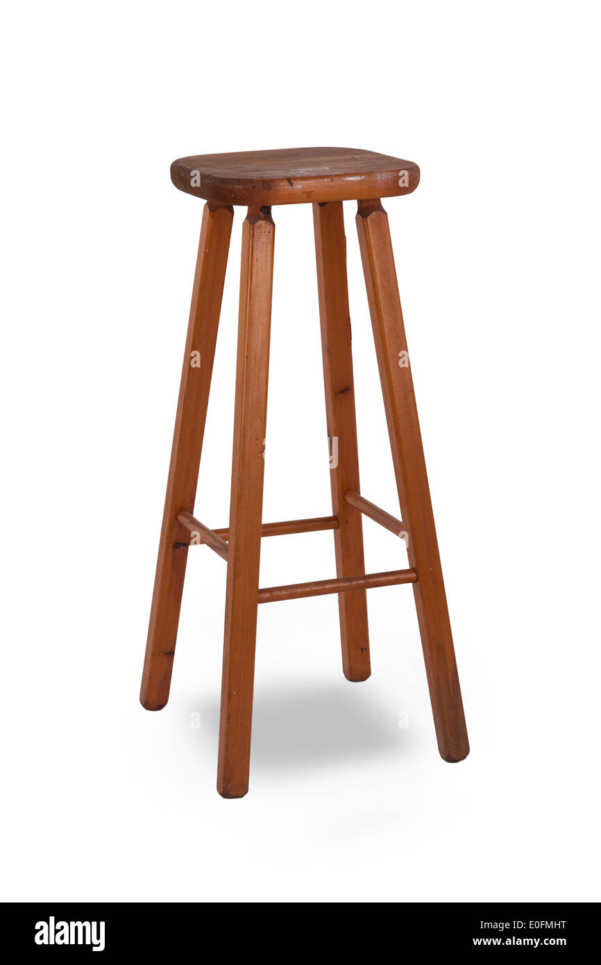 Old stool isolated on white background Stock Photo - Alamy