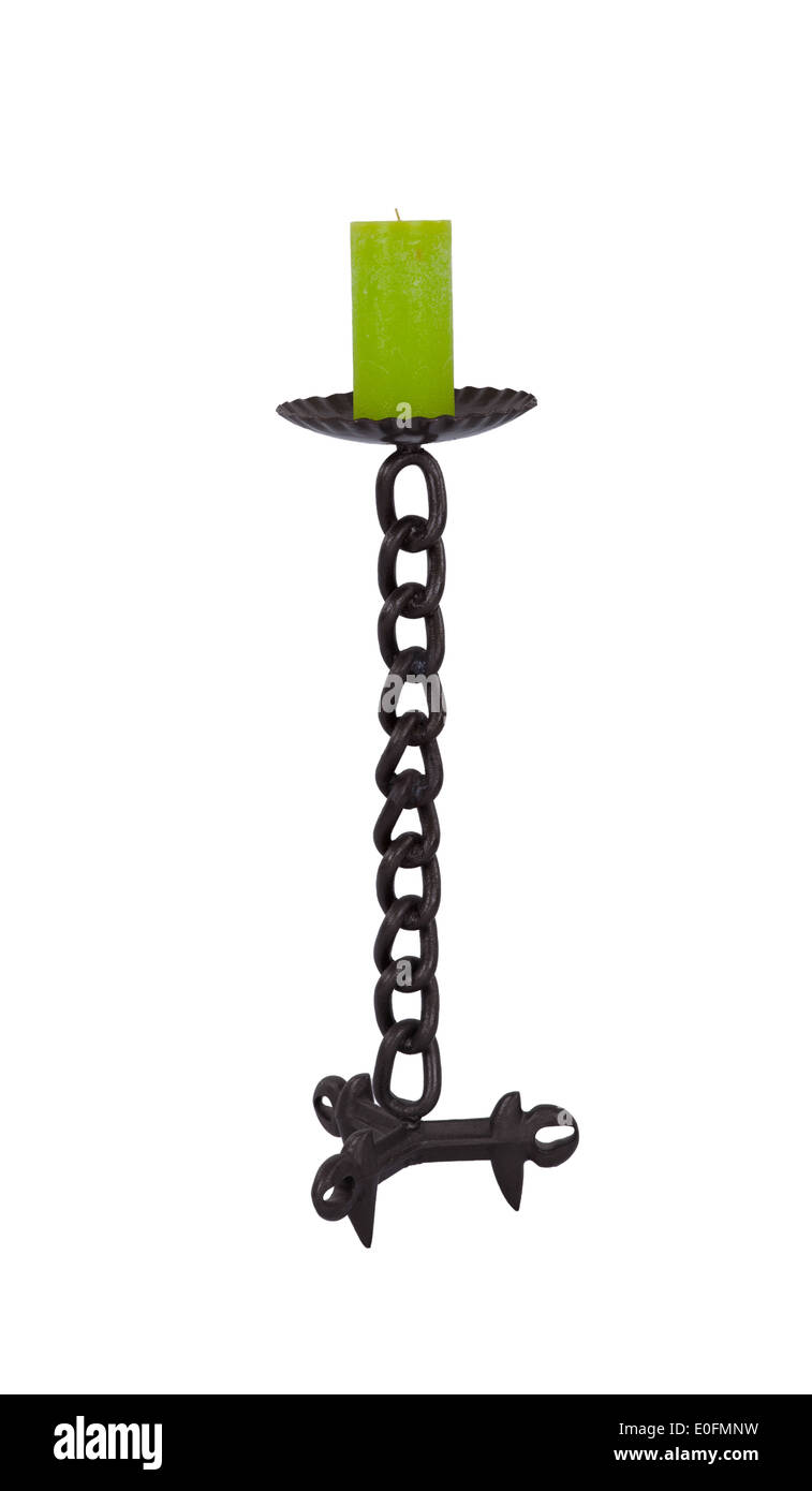 Tall candle holder, made from a chain, isolated on white Stock Photo ...