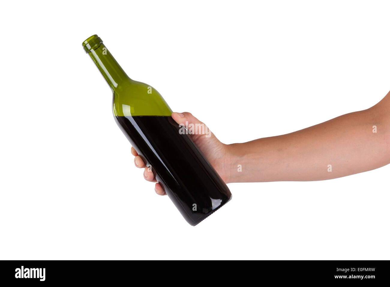 Hand holding a bottle of red wine, isolated on white Stock Photo - Alamy