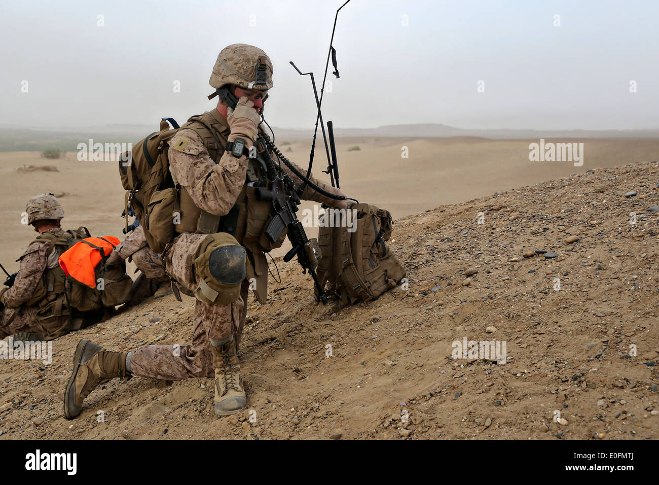US Marines Lt. Robert Kay Jr., platoon commander with the Bravo Company ...
