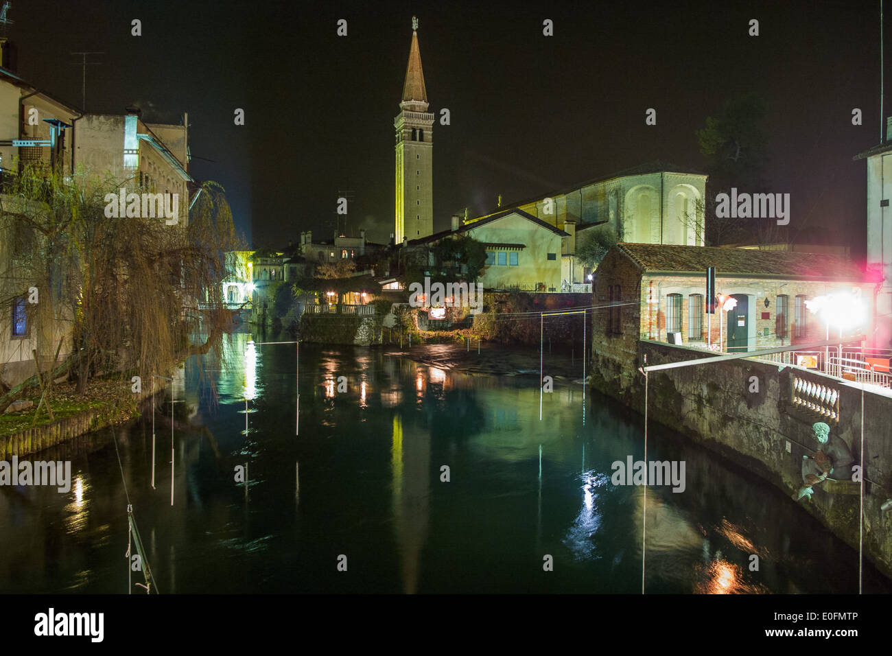 Sacile, Friuli, Italy; Livenza river by night Stock Photo - Alamy