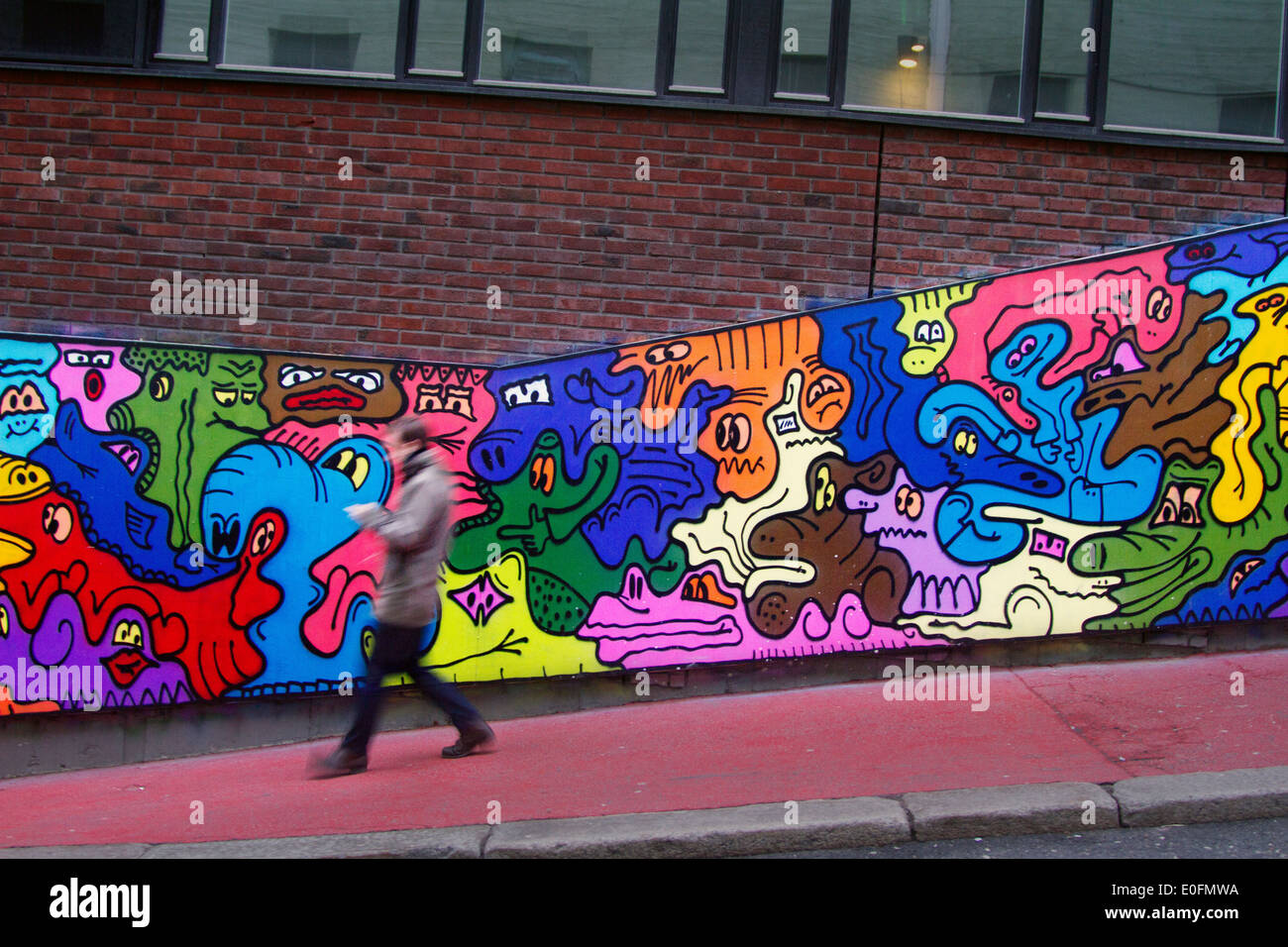 Europe; Norway; Oslo; Winter, Graffiti, Street, Person, Man, Walk, Art ...