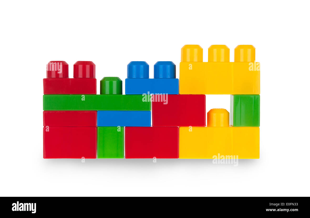 Colorful plastic bricks isolated on white background Stock Photo - Alamy