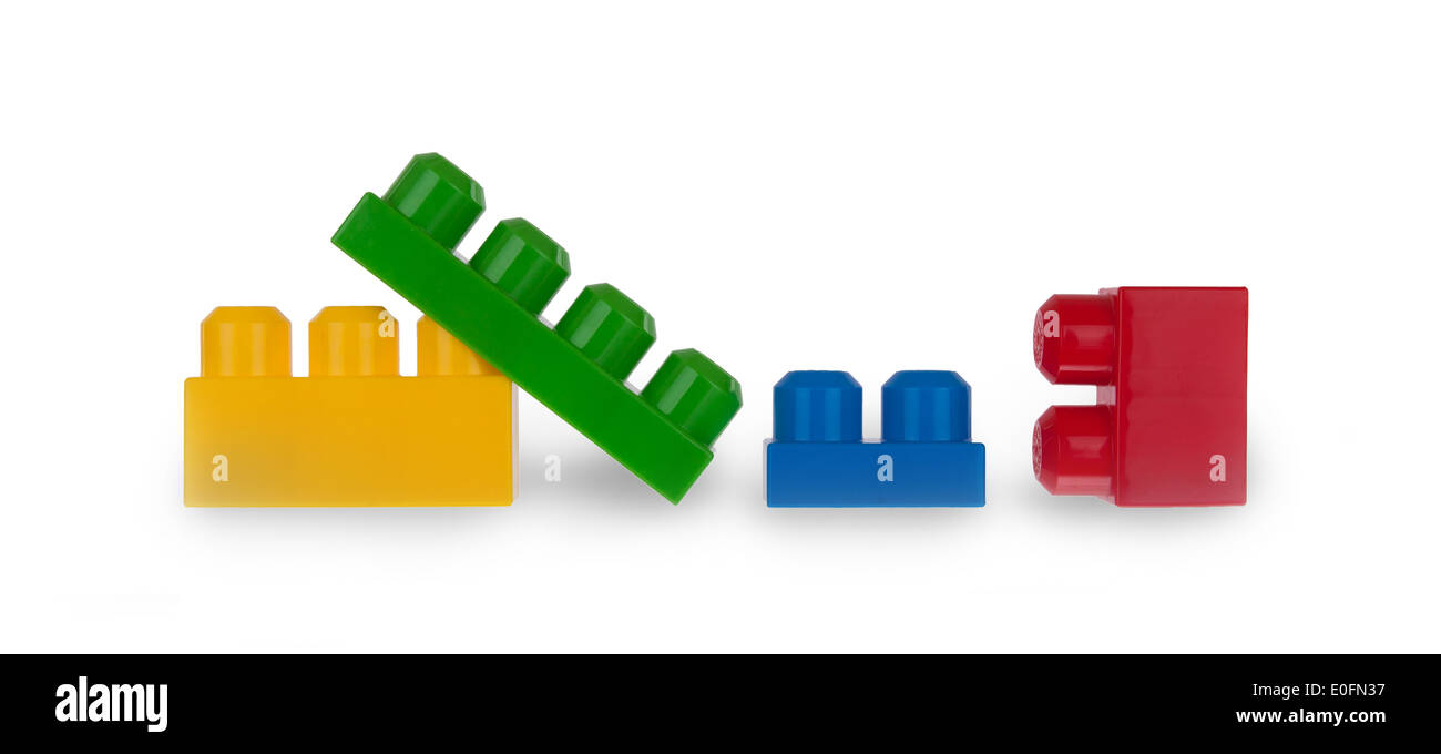Colorful plastic bricks isolated on white background Stock Photo - Alamy
