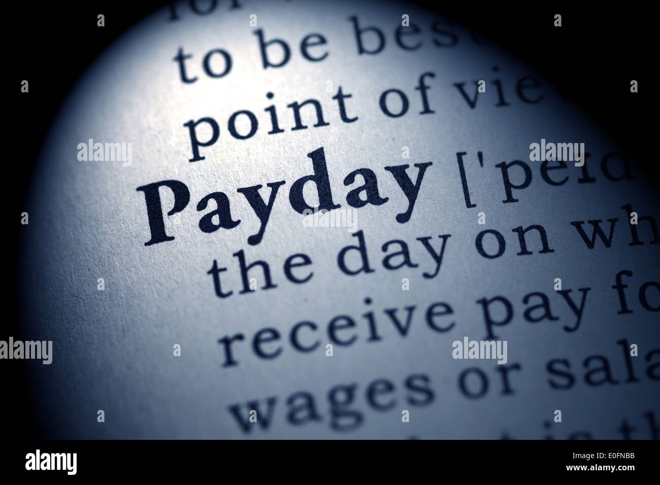 Fake Dictionary, Dictionary definition of the word payday Stock Photo ...