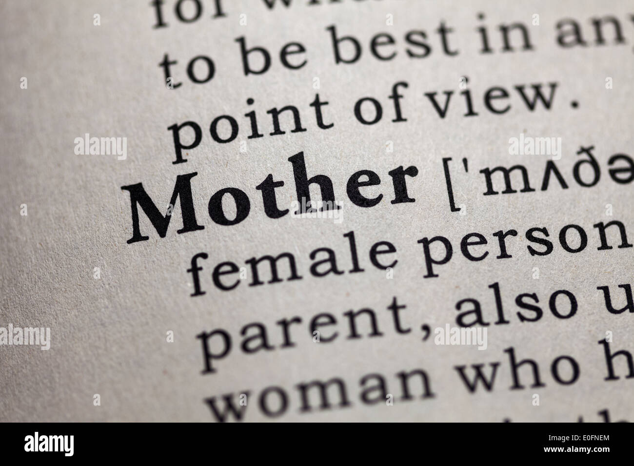 Fake Dictionary, Dictionary definition of the word mother Stock Photo ...