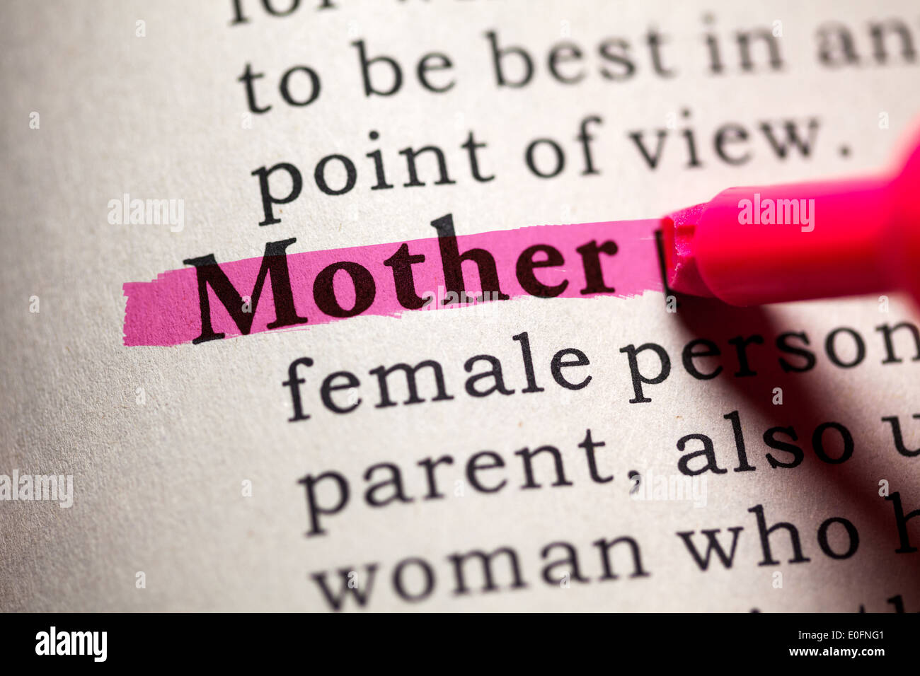 Fake Dictionary, Dictionary definition of the word mother Stock Photo ...
