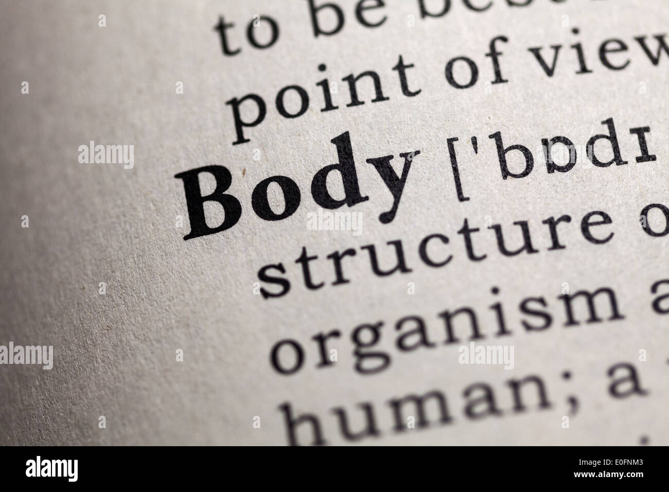 Fake Dictionary, Dictionary definition of the word body Stock Photo - Alamy