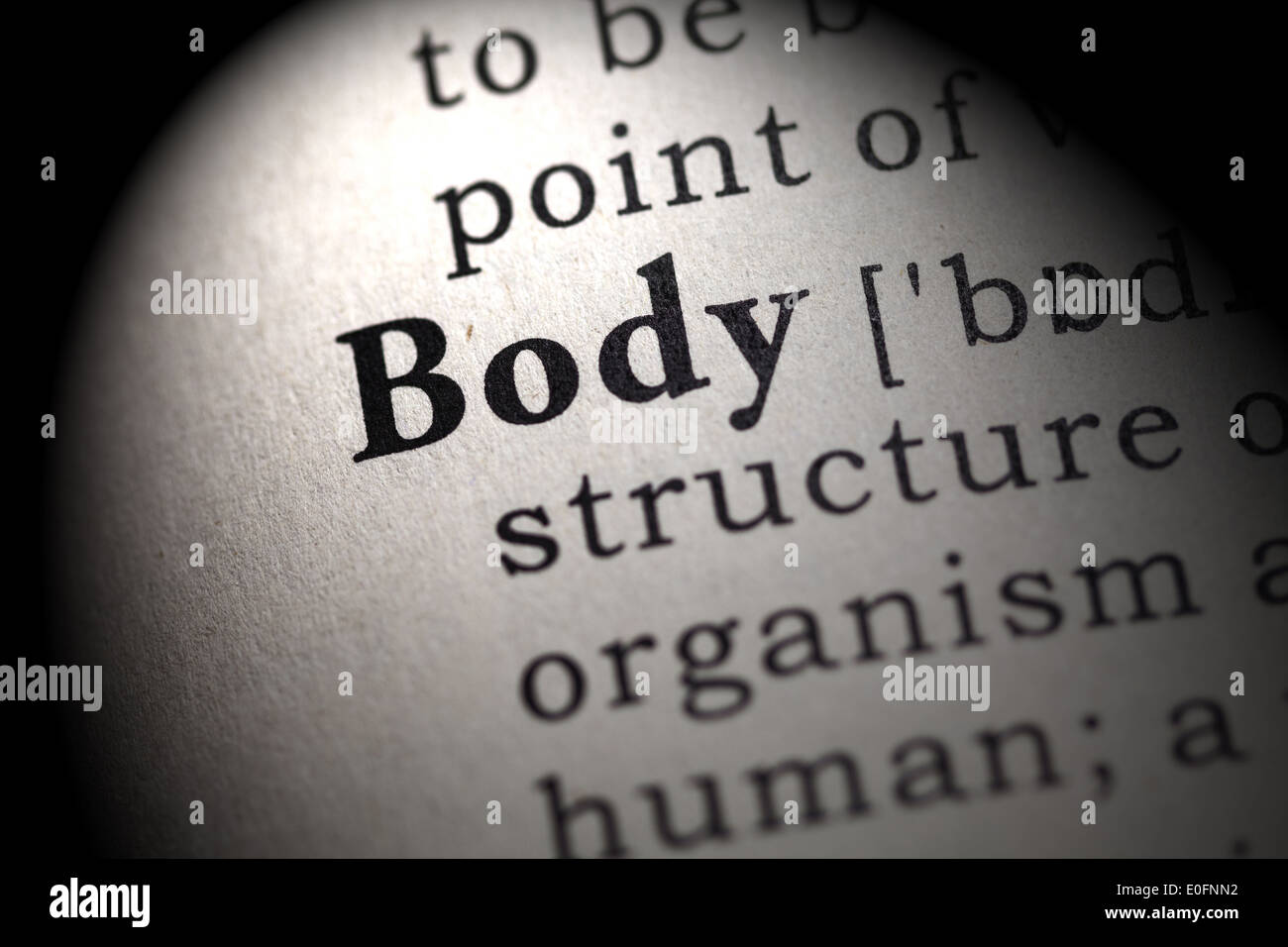 Fake Dictionary, Dictionary definition of the word body Stock Photo - Alamy