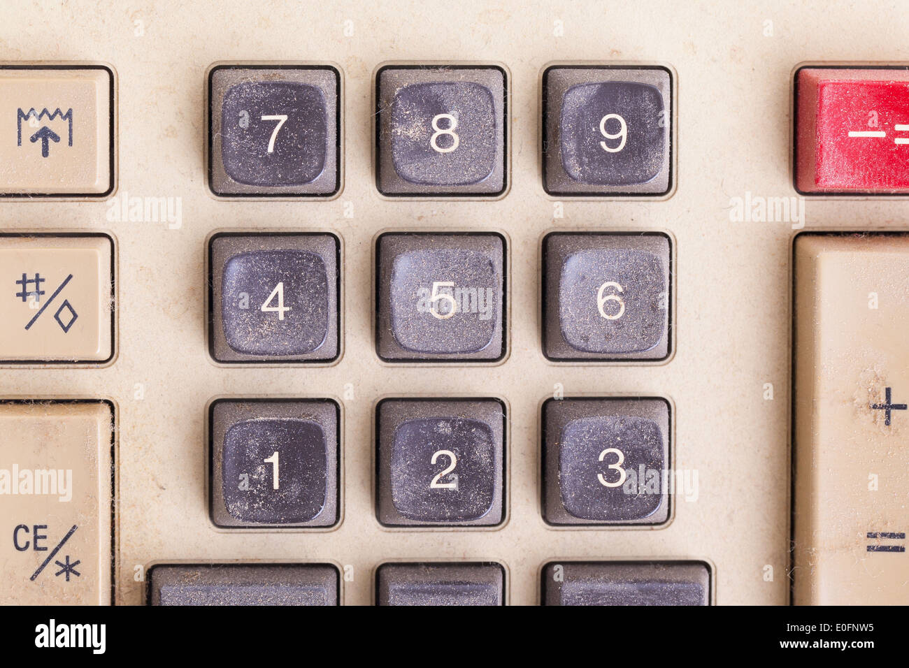 Old calculator for doing office related work, covered in dust Stock ...