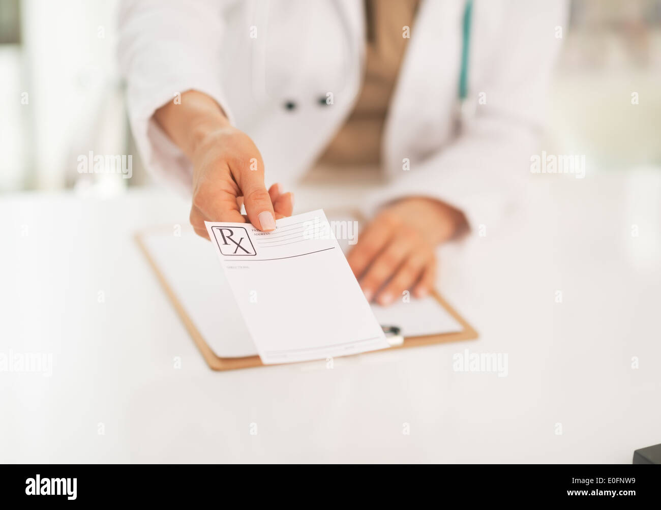Closeup on medical doctor woman giving prescription Stock Photo - Alamy