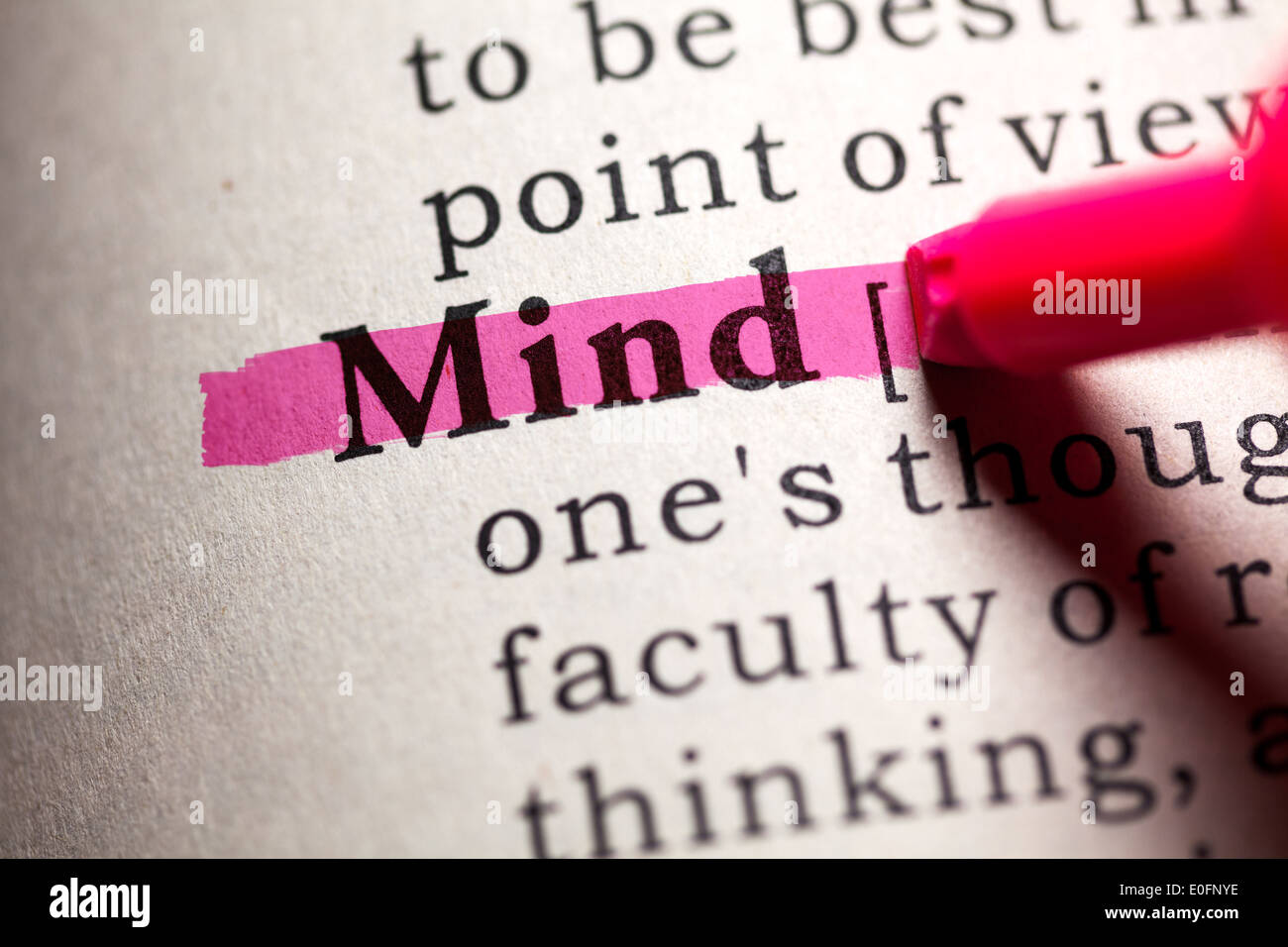 Fake Dictionary, Dictionary definition of the word mind Stock Photo - Alamy
