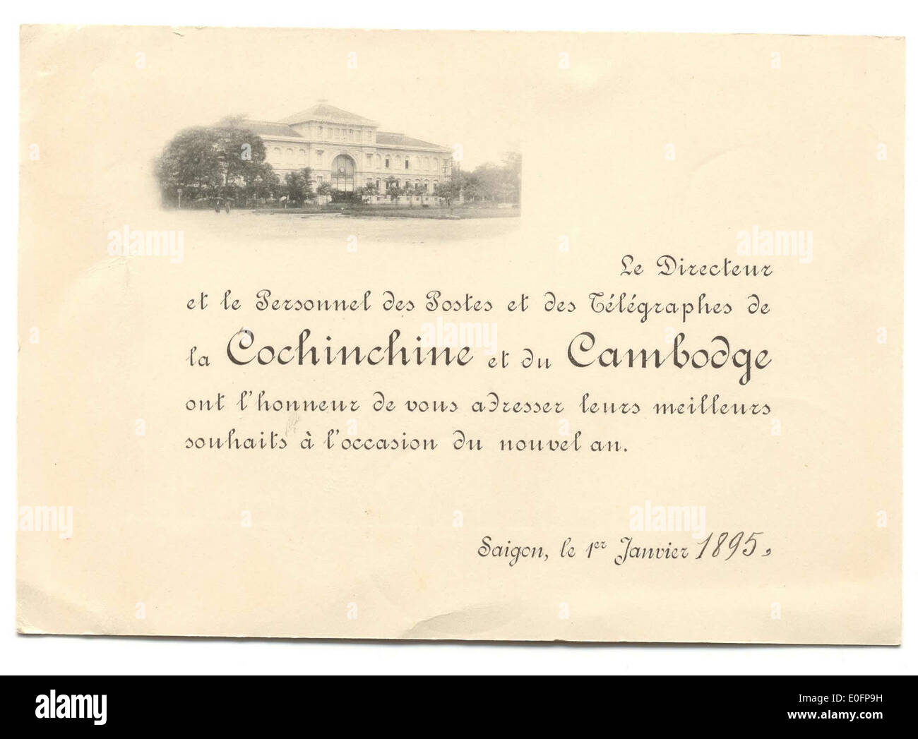 A postcard from 1895 showing the landscape of Cambodia during the ...