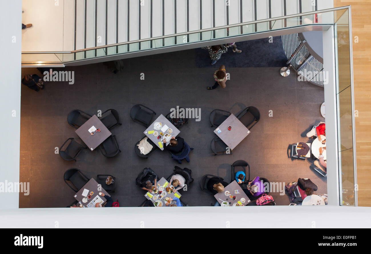 Top view of a restaurant, people lunching Stock Photo - Alamy