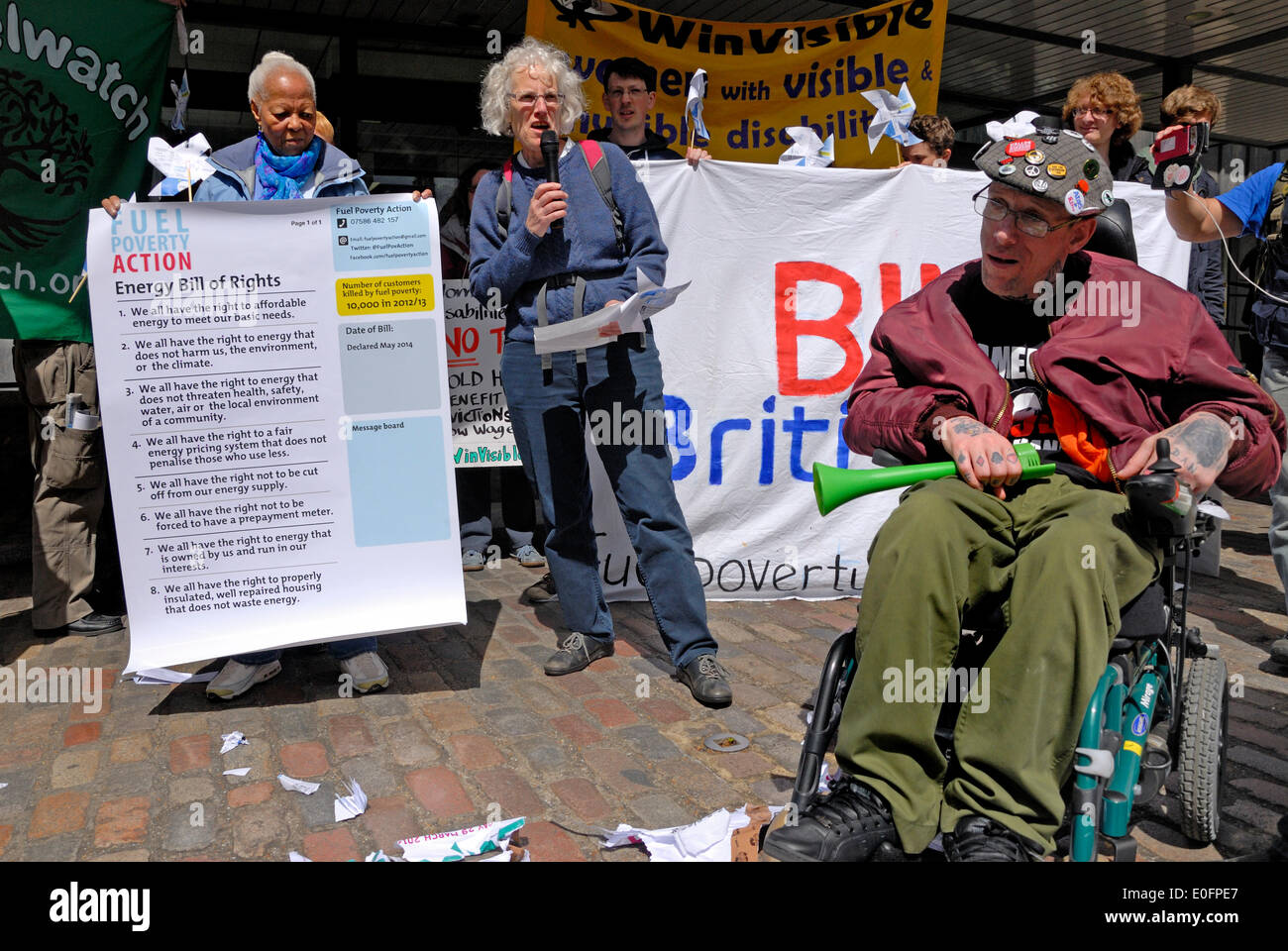 British Gas Shareholders' Meeting Protest. Queen Elizabeth Hall, London ...