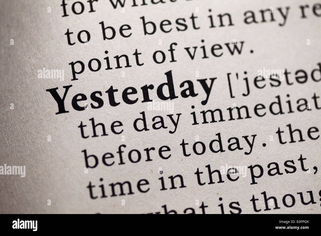 Yesterday text hi-res stock photography and images - Alamy